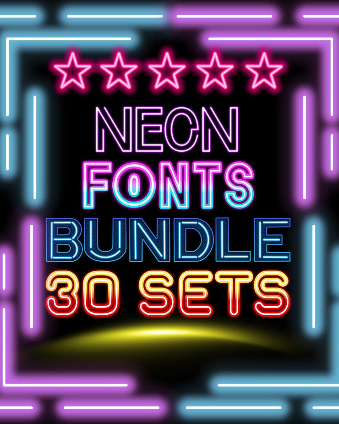 Neon Font Clipart Bundle: 30 Glowing Alphabet Sets (SVG, PNG) - Etsy