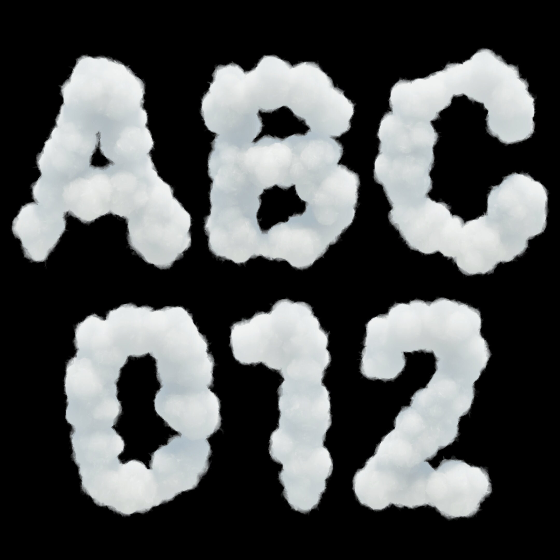 Cloud Letters PNG SVG Clipart Bundle, Cloud Alphabet, Cloud Font Svg ...