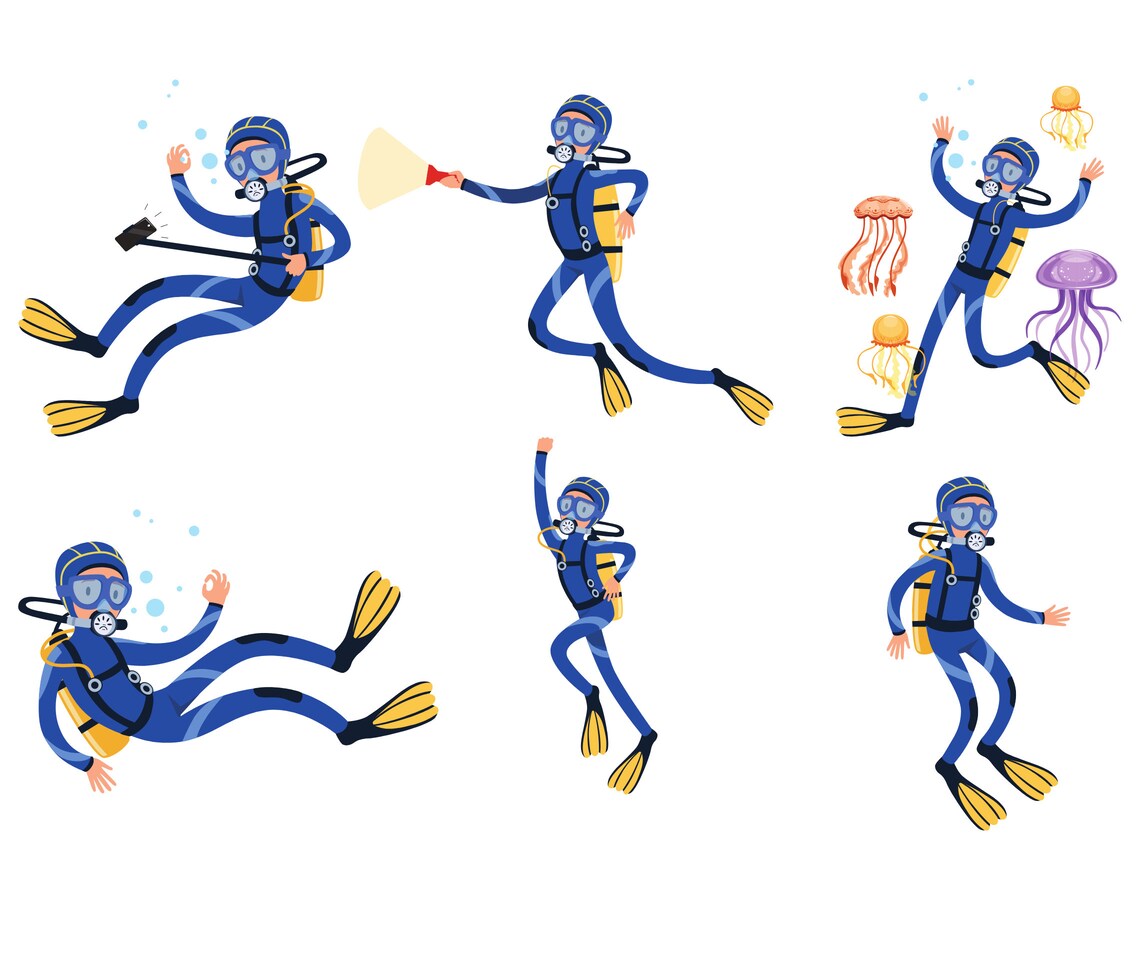 18 Scuba Diver Clipart Bundle SVG PNG JPG Pdf Icons, Scuba Diving ...