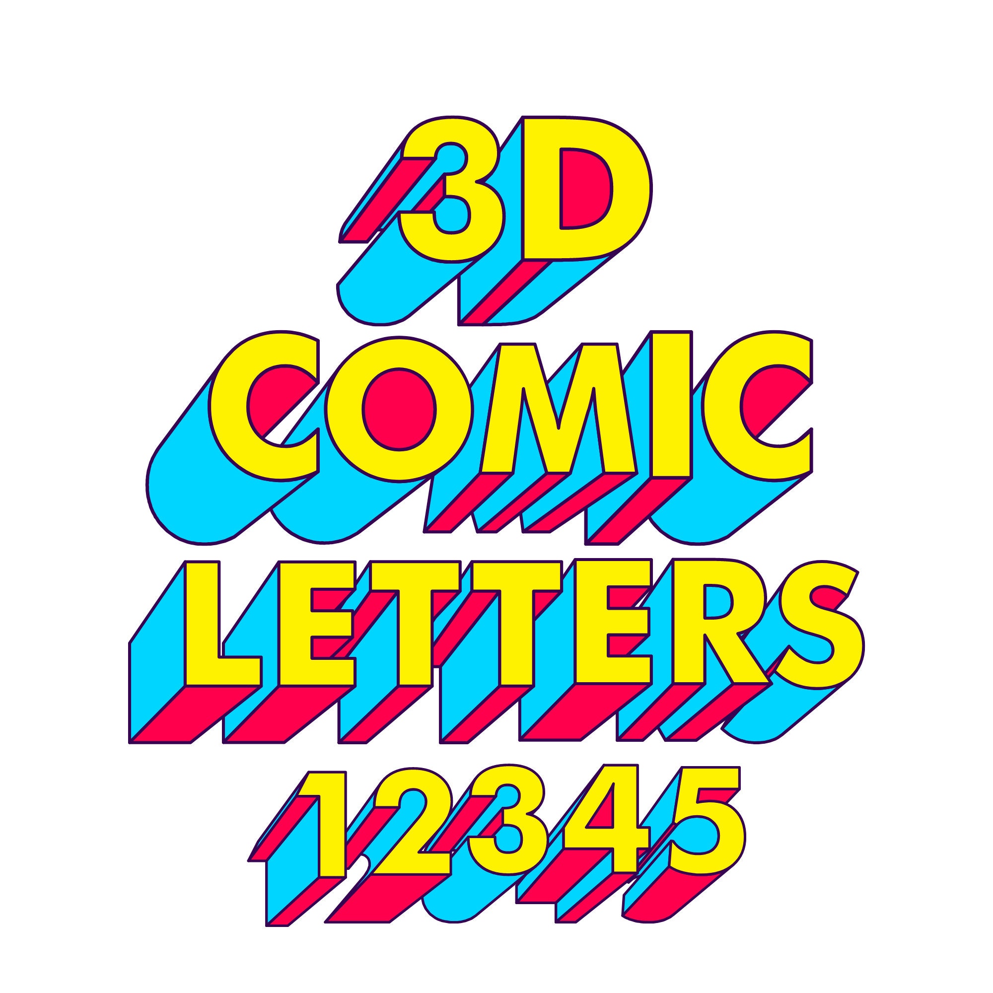 3D Comic Letters Clipart PNG SVG Bundle, Comic Font, Comic Alphabet, 3D ...