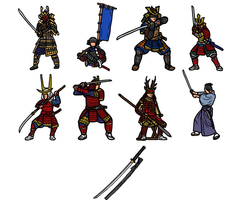 67 Samurai Clipart Bundle SVG PNG JPG Pdf Icons Japanese - Etsy