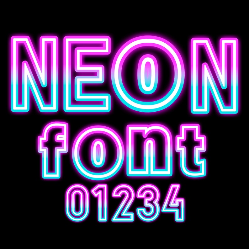 Neon Letters PNG SVG Clipart Bundle, Neon Alphabet, Neon Font Svg, Neon ...