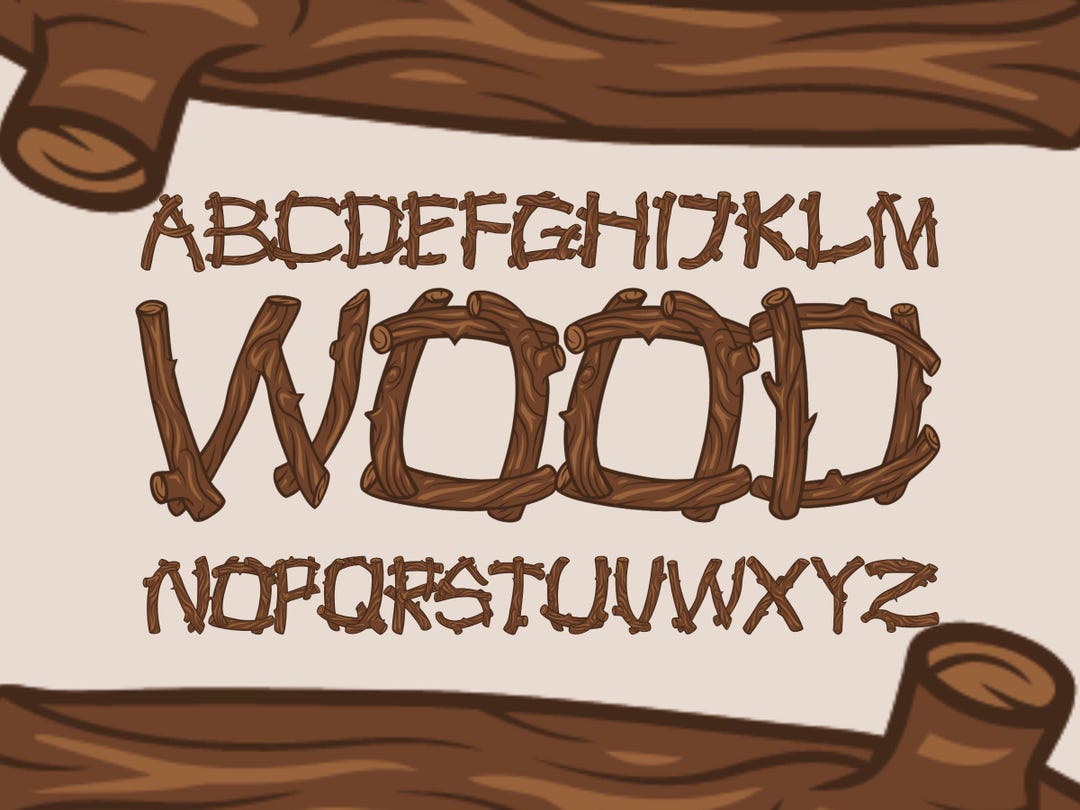 Rustic Wood Font Clipart: PNG SVG Alphabet Bundle - Etsy