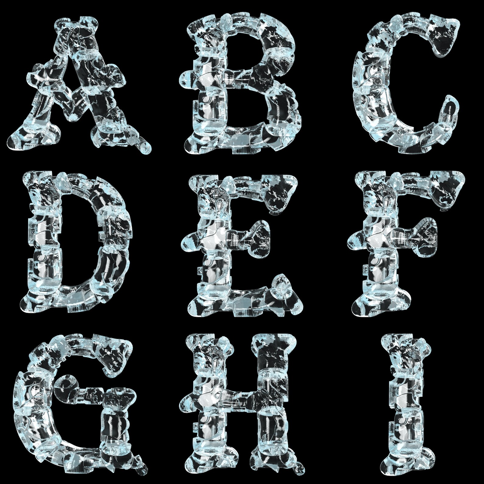 3D Ice Letters PNG SVG Bundle, Ice Font, Ice Alphabet, Winter Font ...