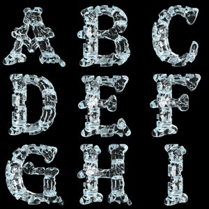 3D Ice Letters PNG SVG Bundle, Ice Font, Ice Alphabet, Winter Font ...