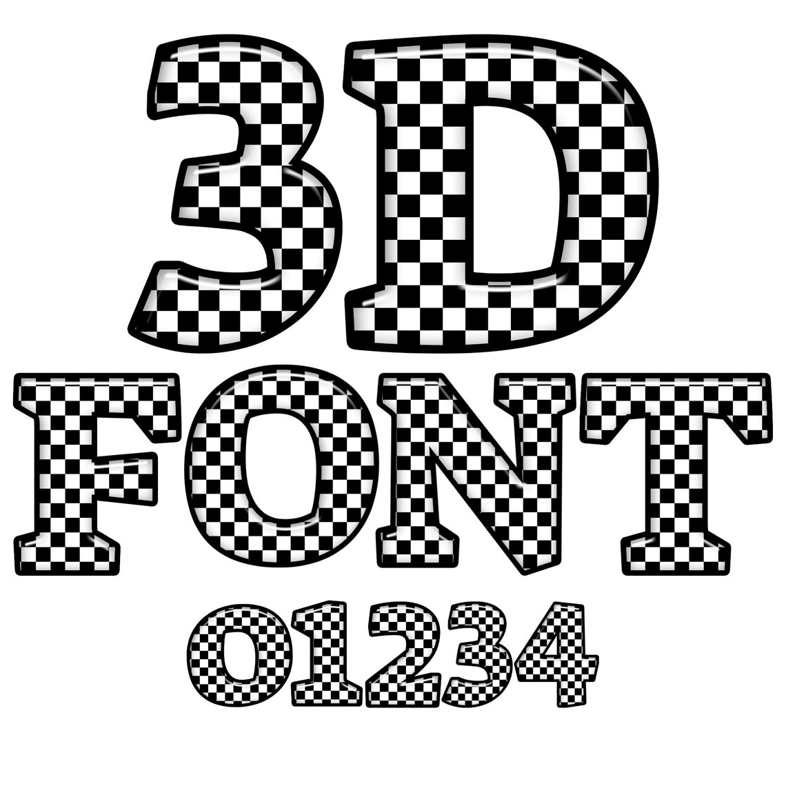 3D Checkered Font Clipart PNG SVG Bundle, Checkered Alphabet, Checkered ...