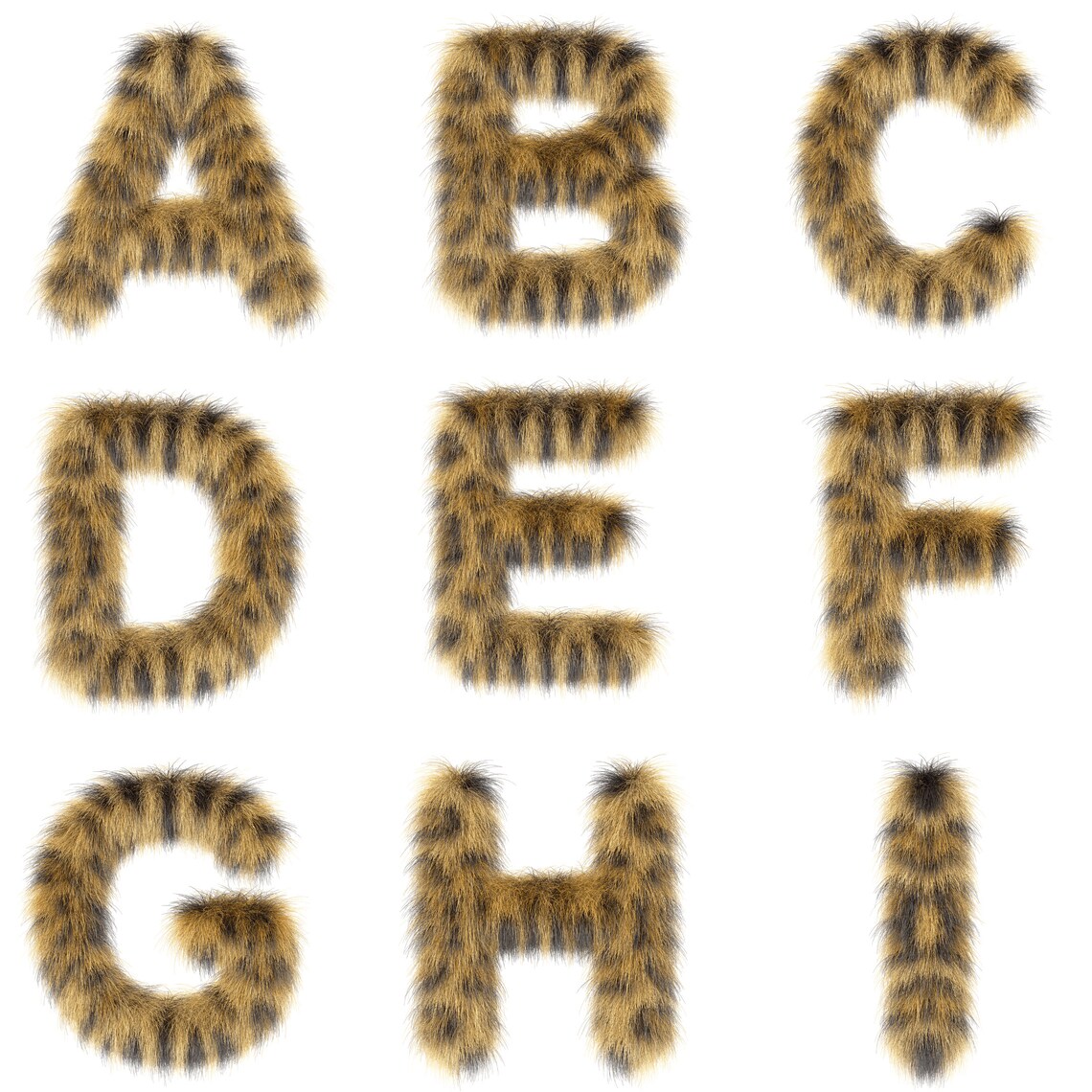 3D Furry Letters Clipart PNG SVG Bundle, Furry Leopard Font, Fluffy ...