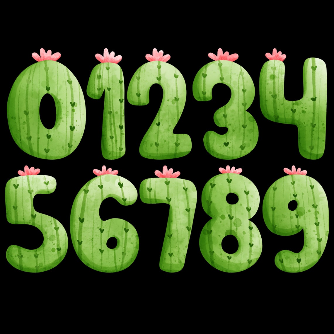 Cartoon Cactus Letters Clipart PNG SVG Bundle, Cartoon Font, Cartoon ...