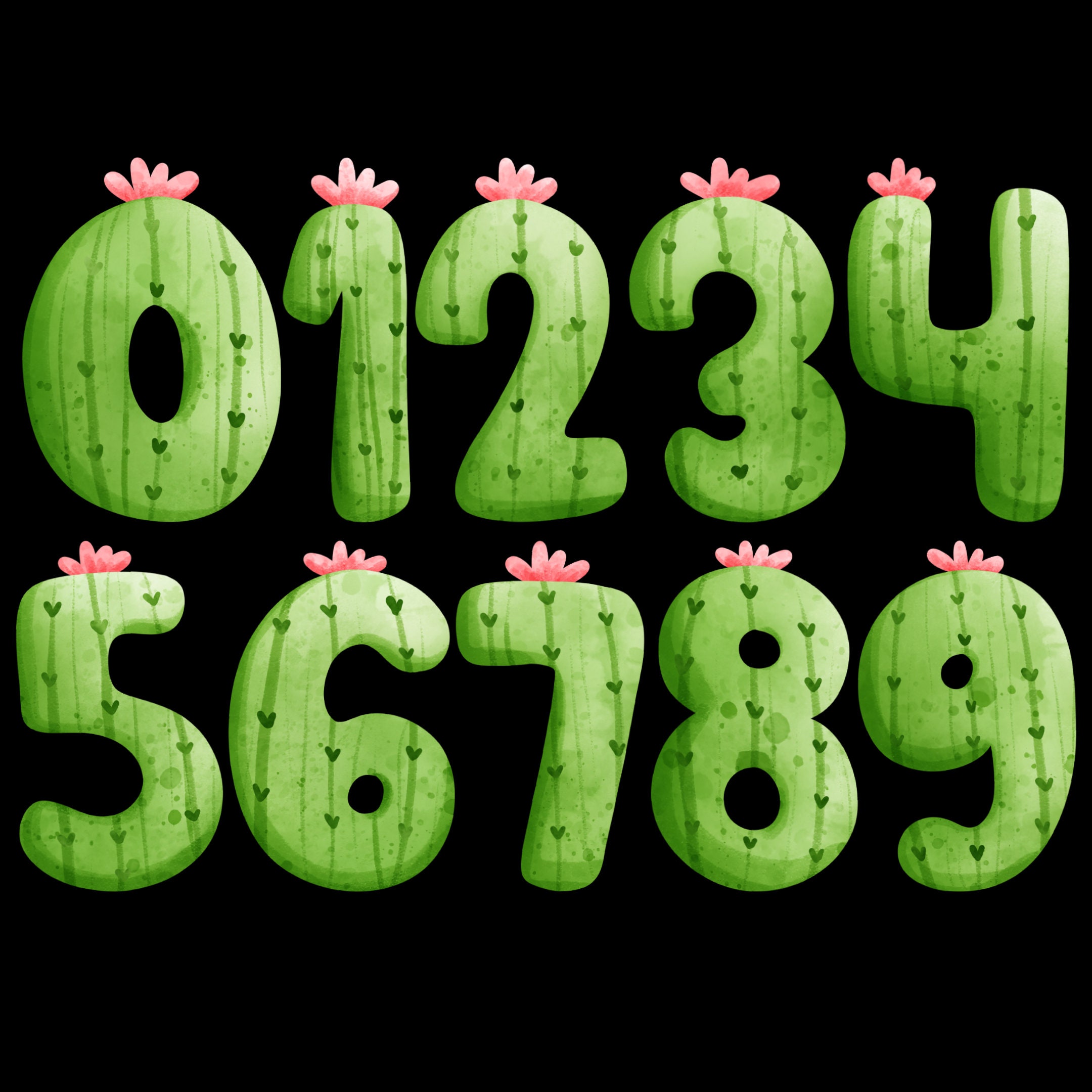Cartoon Cactus Letters Clipart PNG SVG Bundle, Cartoon Font, Cartoon ...