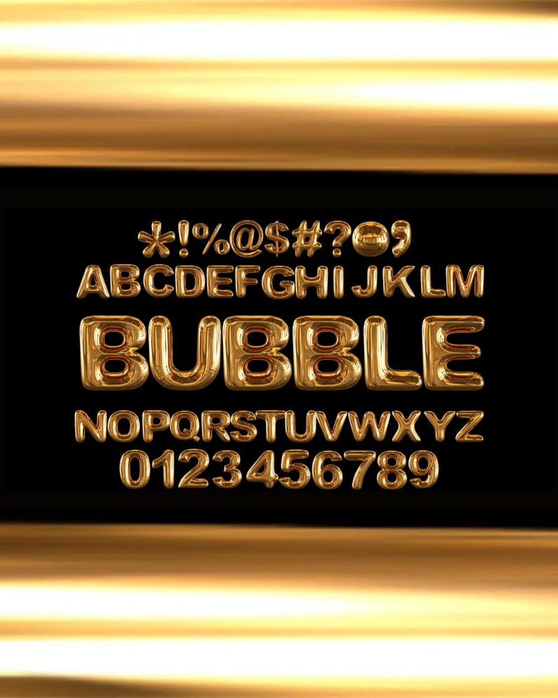 Gold Balloon Letters Clipart Bundle: PNG SVG Alphabet, Numbers ...