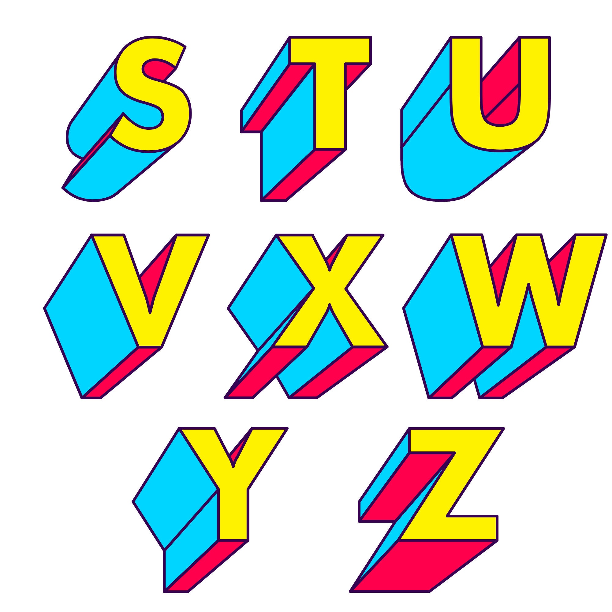 3D Comic Letters Clipart PNG SVG Bundle, Comic Font, Comic Alphabet, 3D ...