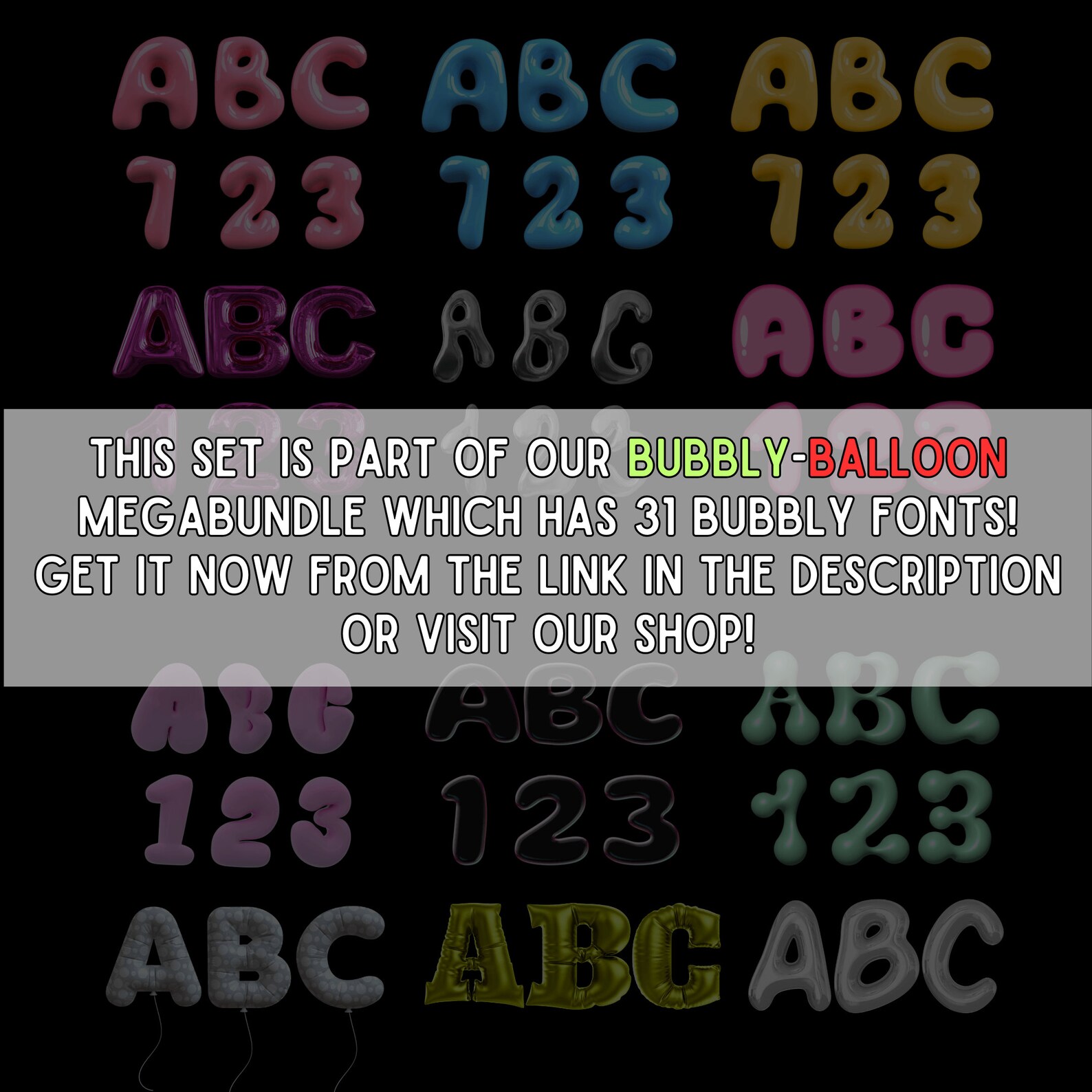 3D Bubbly Letters Clipart PNG SVG Bundle, Bubbly Font, Bubbly Alphabet ...