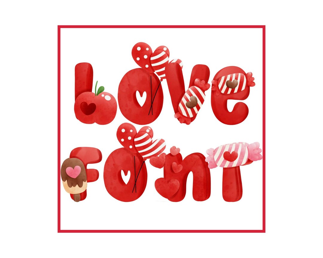 Cartoon St. Valentile's Day Letters Clipart PNG SVG Bundle, Love Font ...