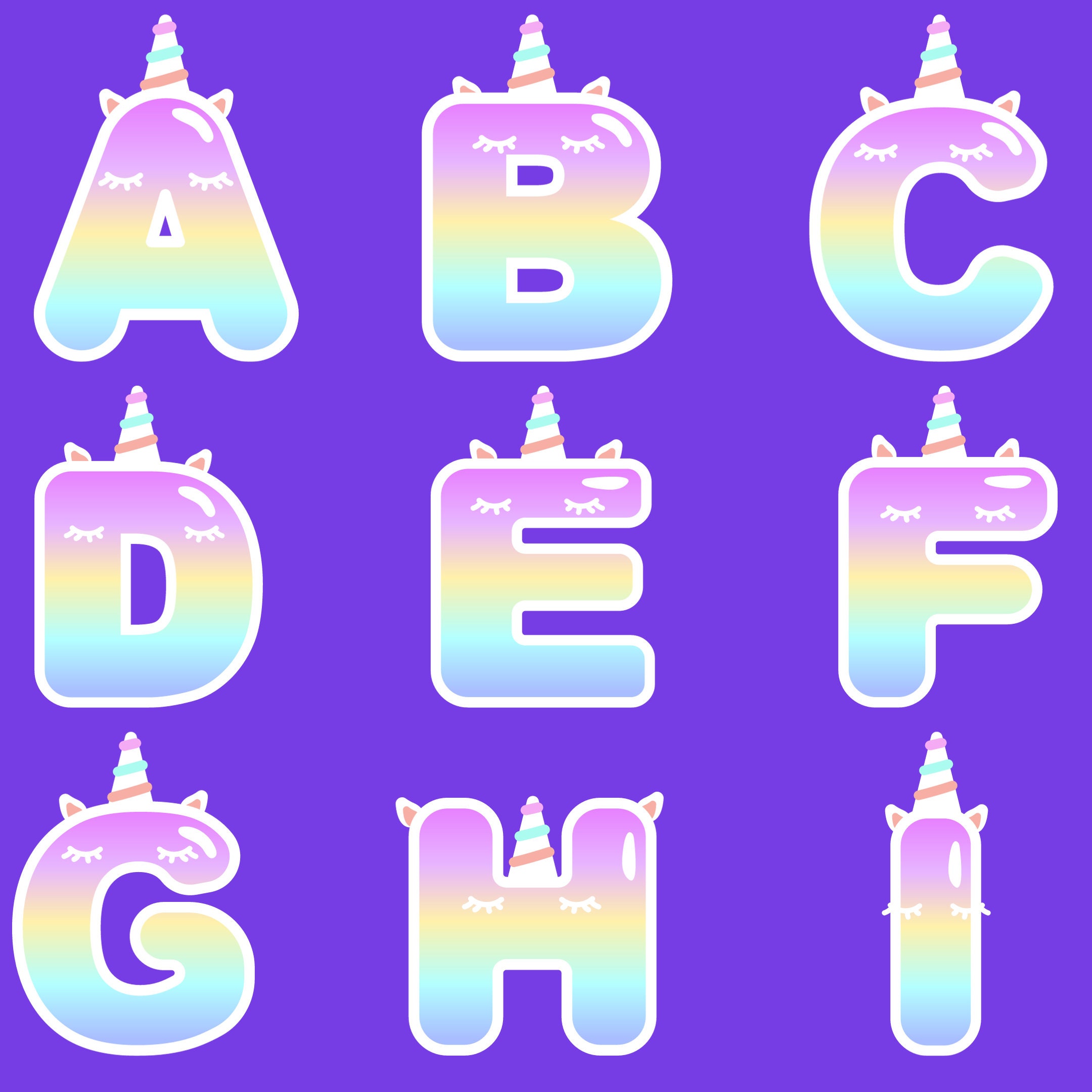 Unicorn Letters Clipart PNG SVG Bundle, Unicorn Font, Unicorn Alphabet ...