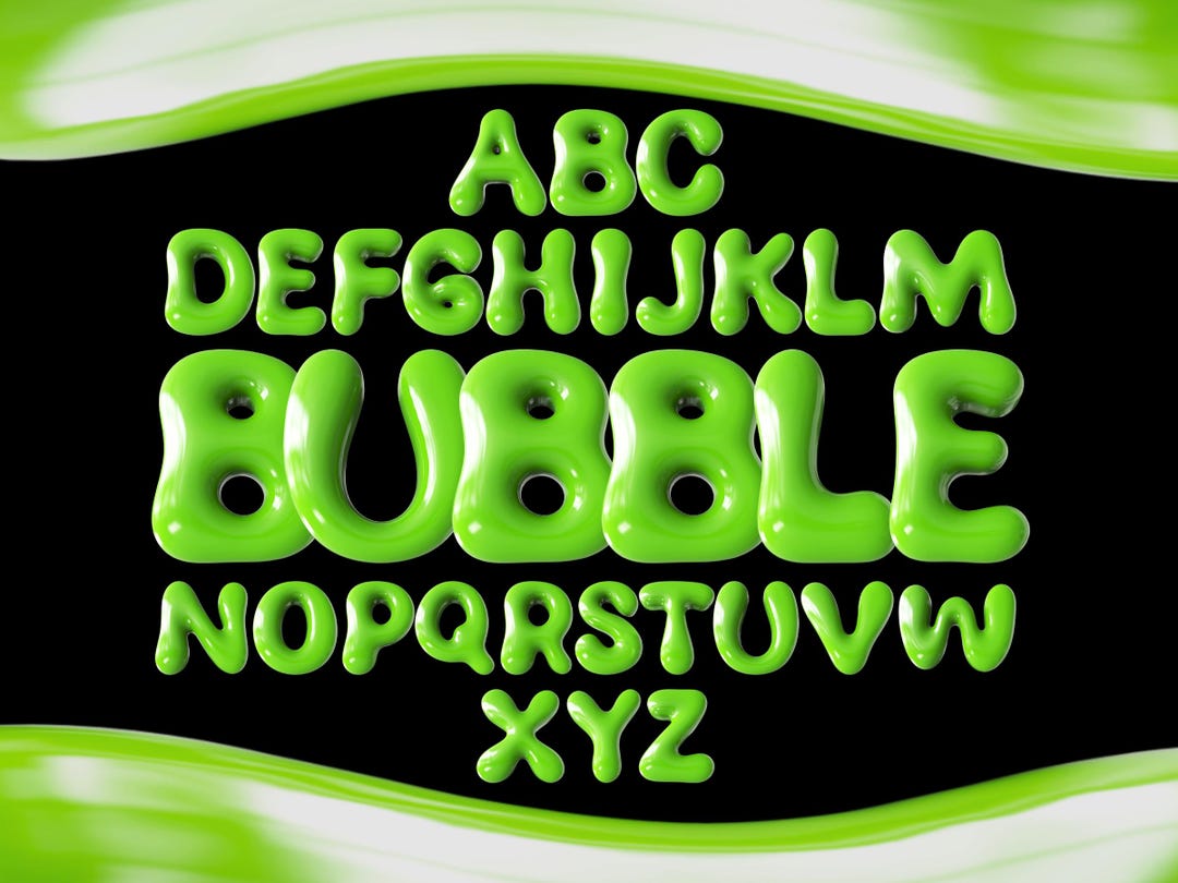 3D Bubbly Green Letters Clipart PNG SVG Bundle, Bubbly Font, Bubbly ...