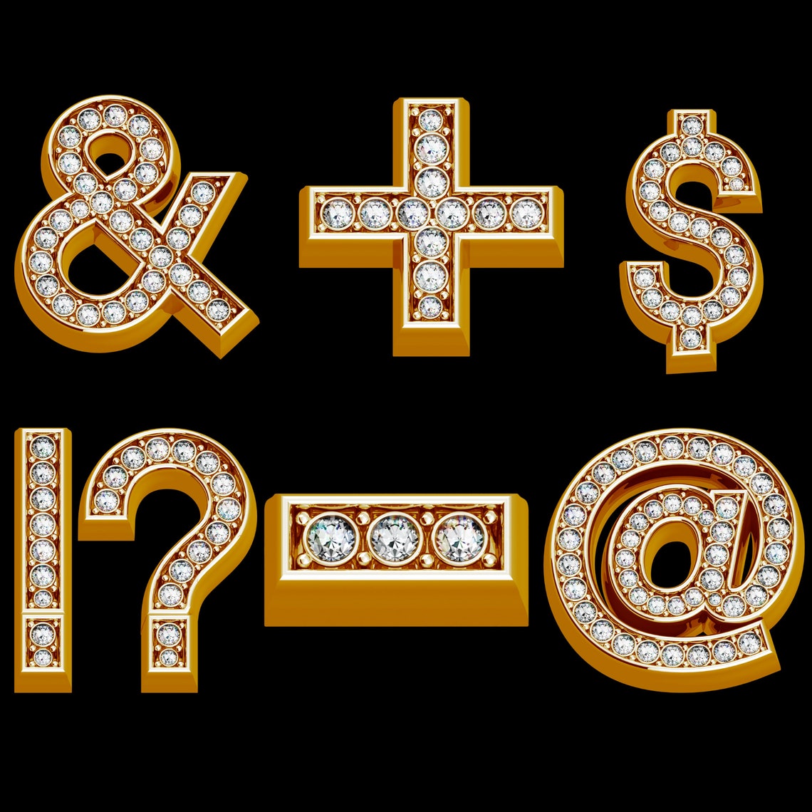 3D Gold Font & Number Clipart PNG SVG Bundle, Elegant Letters, Golden ...