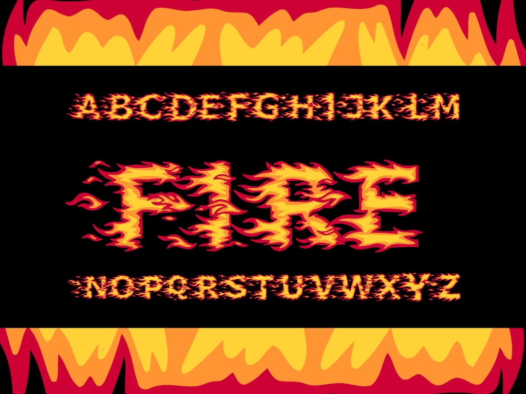 Fire Letters Clipart: PNG SVG Flame Font Alphabet (digital Download ...