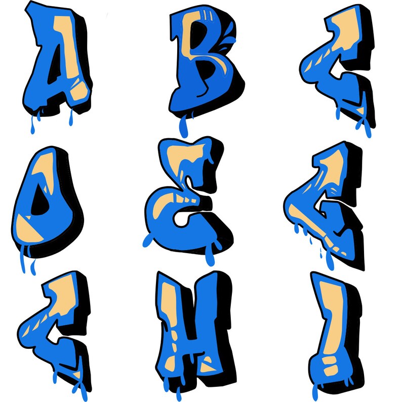 3D Graffiti Font Clipart PNG SVG Bundle, Urban Graffiti Font Svg, Retro ...