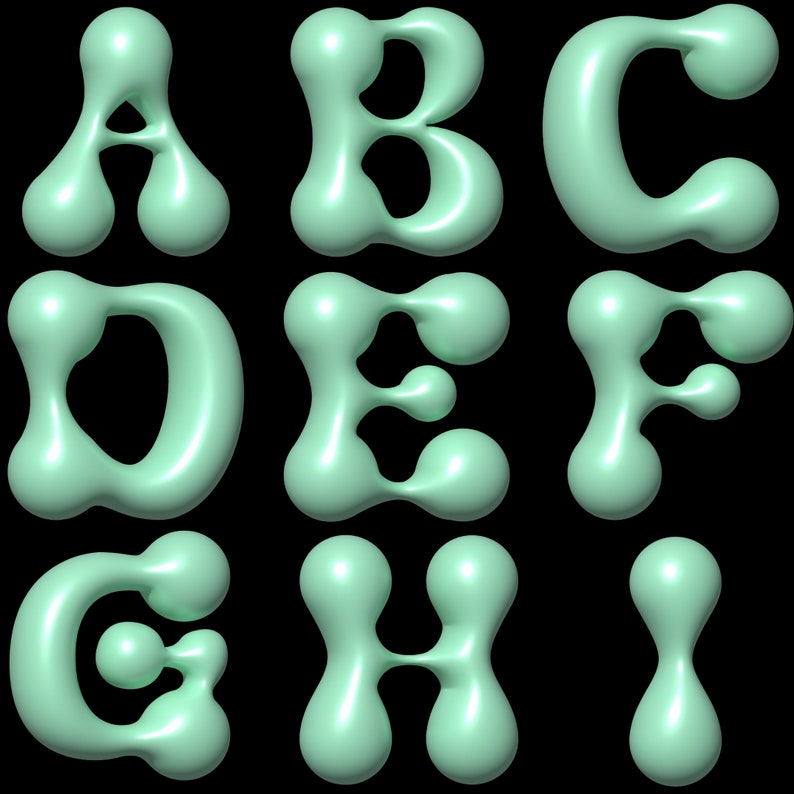 3D Bubbly Letters Clipart PNG SVG Bundle, Bubbly Font, Bubbly Alphabet ...