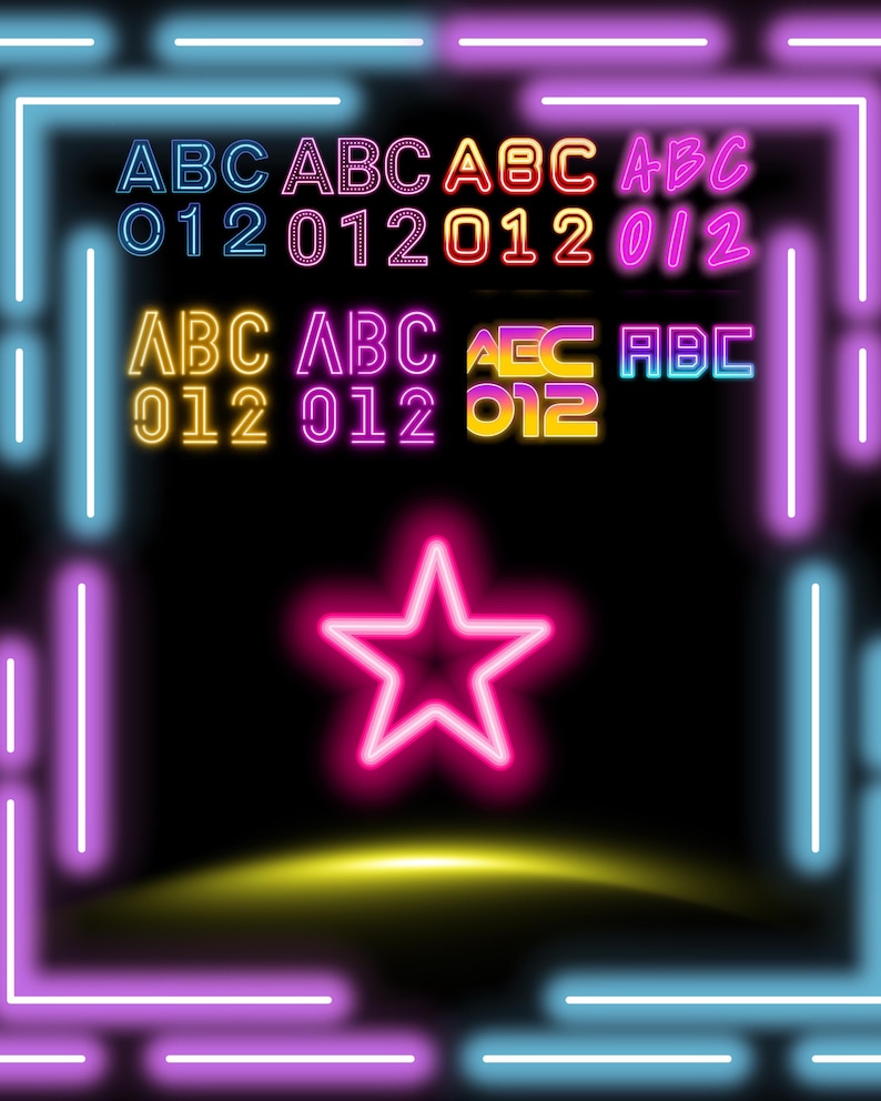 Neon Font Clipart Bundle: 30 Glowing Alphabet Sets (SVG, PNG) - Etsy