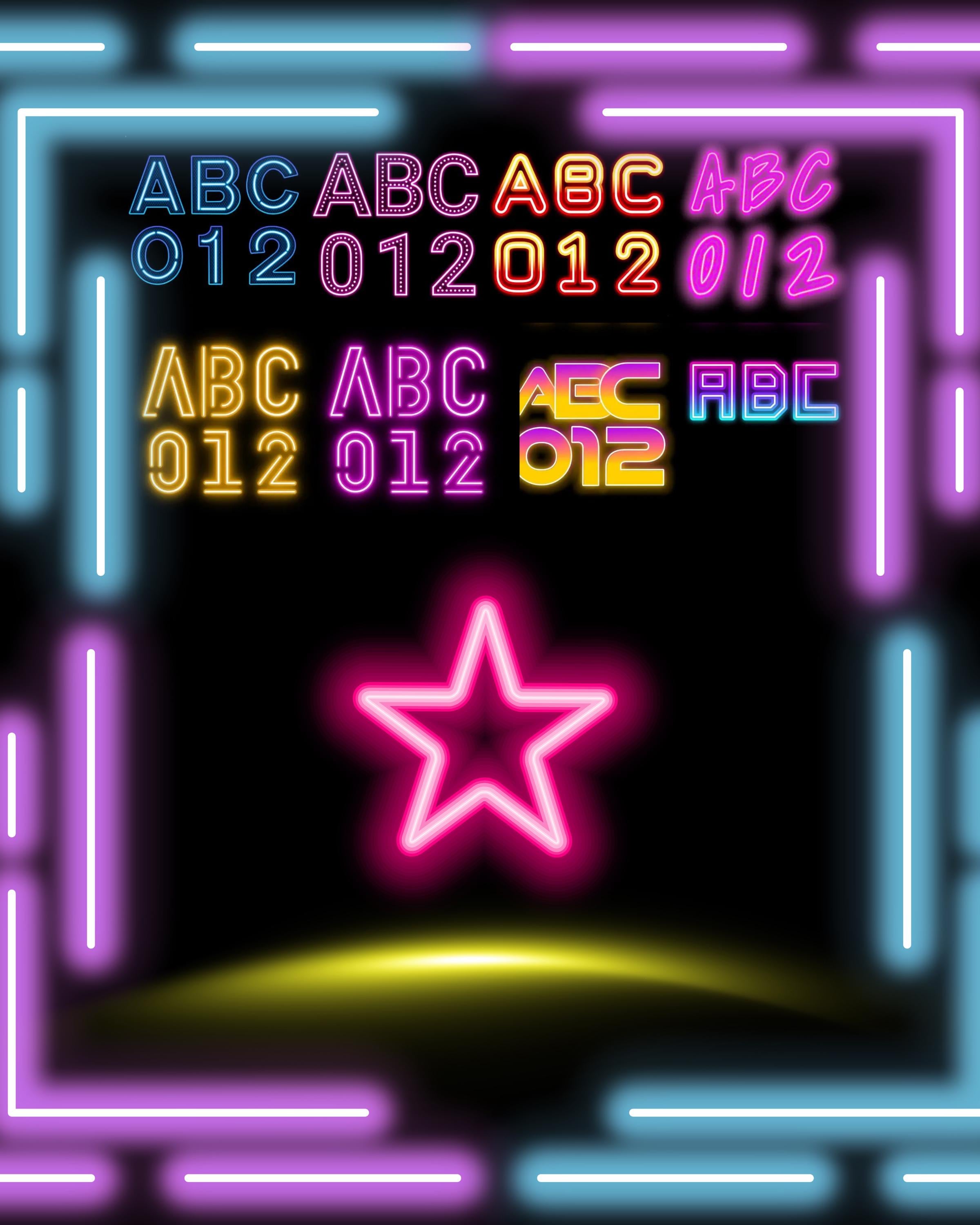 Neon Font Clipart Bundle: 30 Glowing Alphabet Sets (SVG, PNG) - Etsy