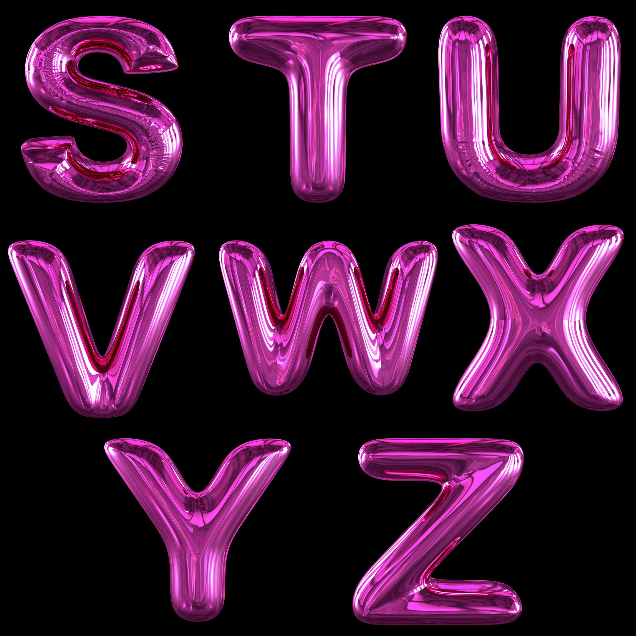 3D Balloon Letters Clipart PNG SVG Bundle, Bubbly Font, Bubbly Alphabet ...