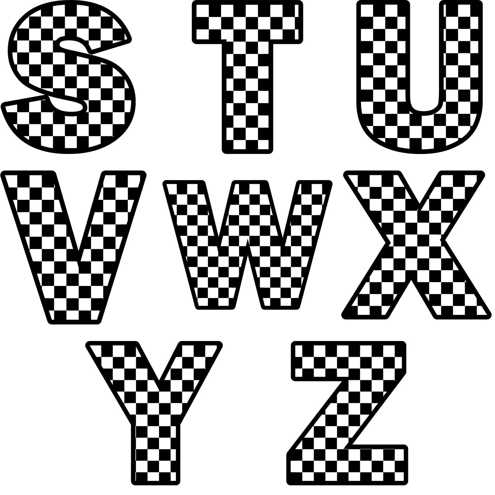 Checkered Letters Clipart PNG SVG Bundle, Checkered Alphabet, Checkered ...