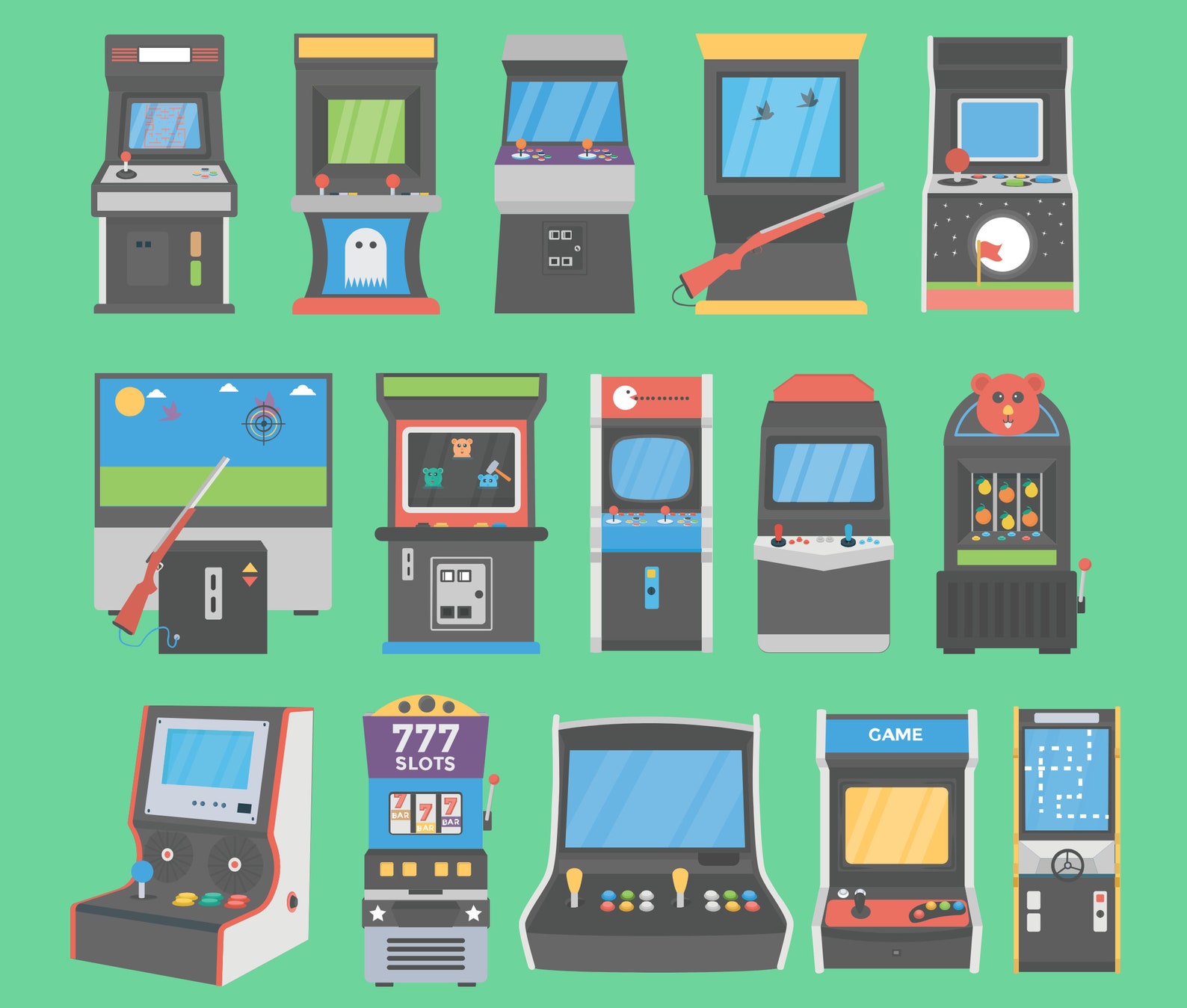 34 Arcade Games Clipart Bundle SVG PNG JPG Pdf Icons, Arcade Machine ...
