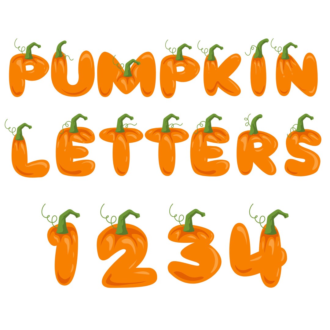 Pumpkin Letters Clipart PNG SVG Bundle, Pumpkin Font, Pumpkin Alphabet ...