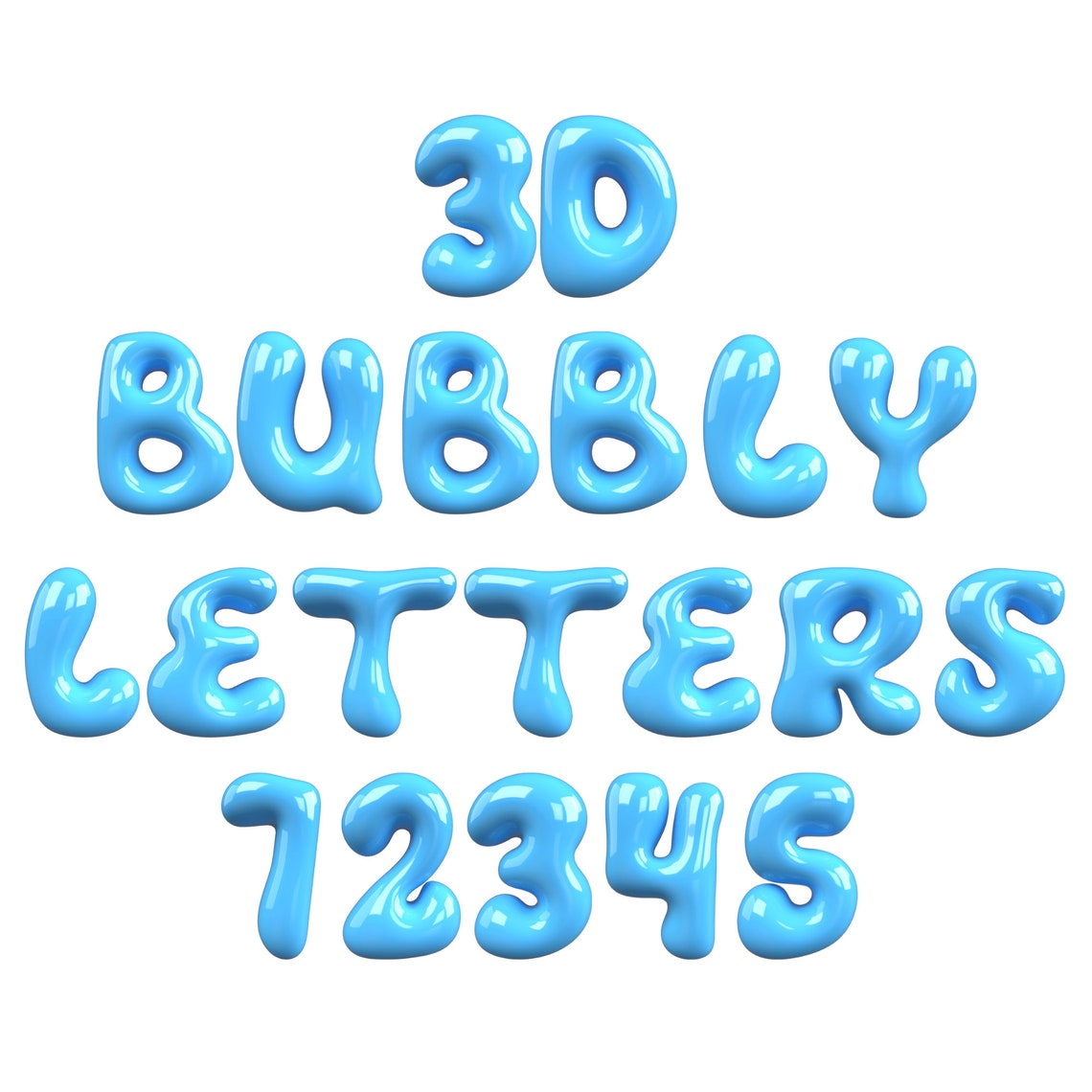 3D Bubbly Letters Clipart PNG SVG Bundle, Bubbly Font, Bubbly Alphabet ...