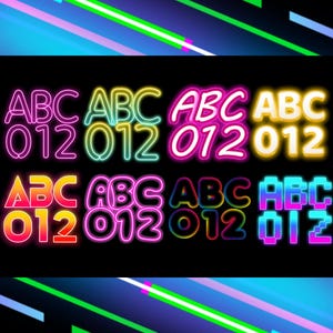 Neon Letters PNG SVG Clipart Bundle, Neon Alphabet, Neon Font Svg, Neon ...