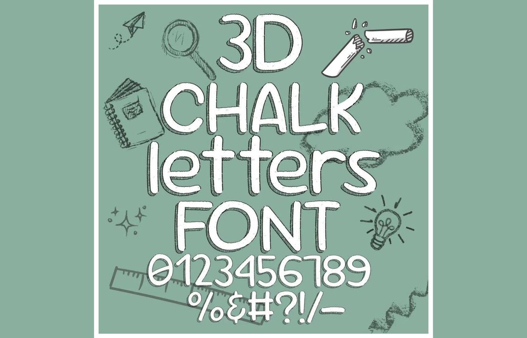 3D Chalk Board White Letters SVG PNG, School Letters, Chalk Font ...