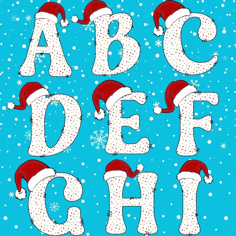 Christmas Font Clipart PNG SVG Bundle, Xmass Font Svg, Snow Letters Png ...