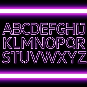 Pink Neon Letters PNG SVG Clipart Bundle, Neon Alphabet, Neon Font Svg ...