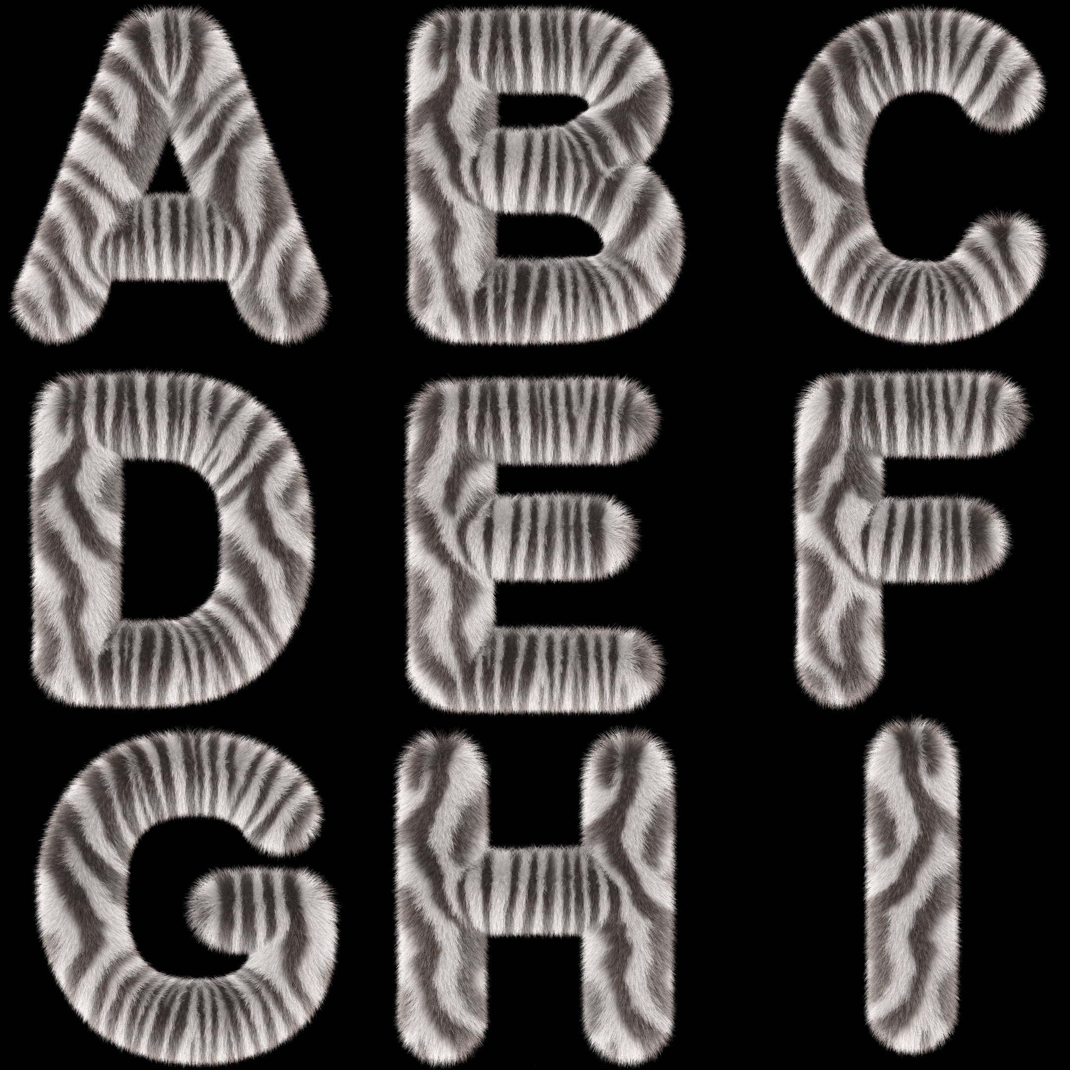 3D Furry Letters Clipart PNG SVG Bundle, Furry Zebra Font, Fluffy ...