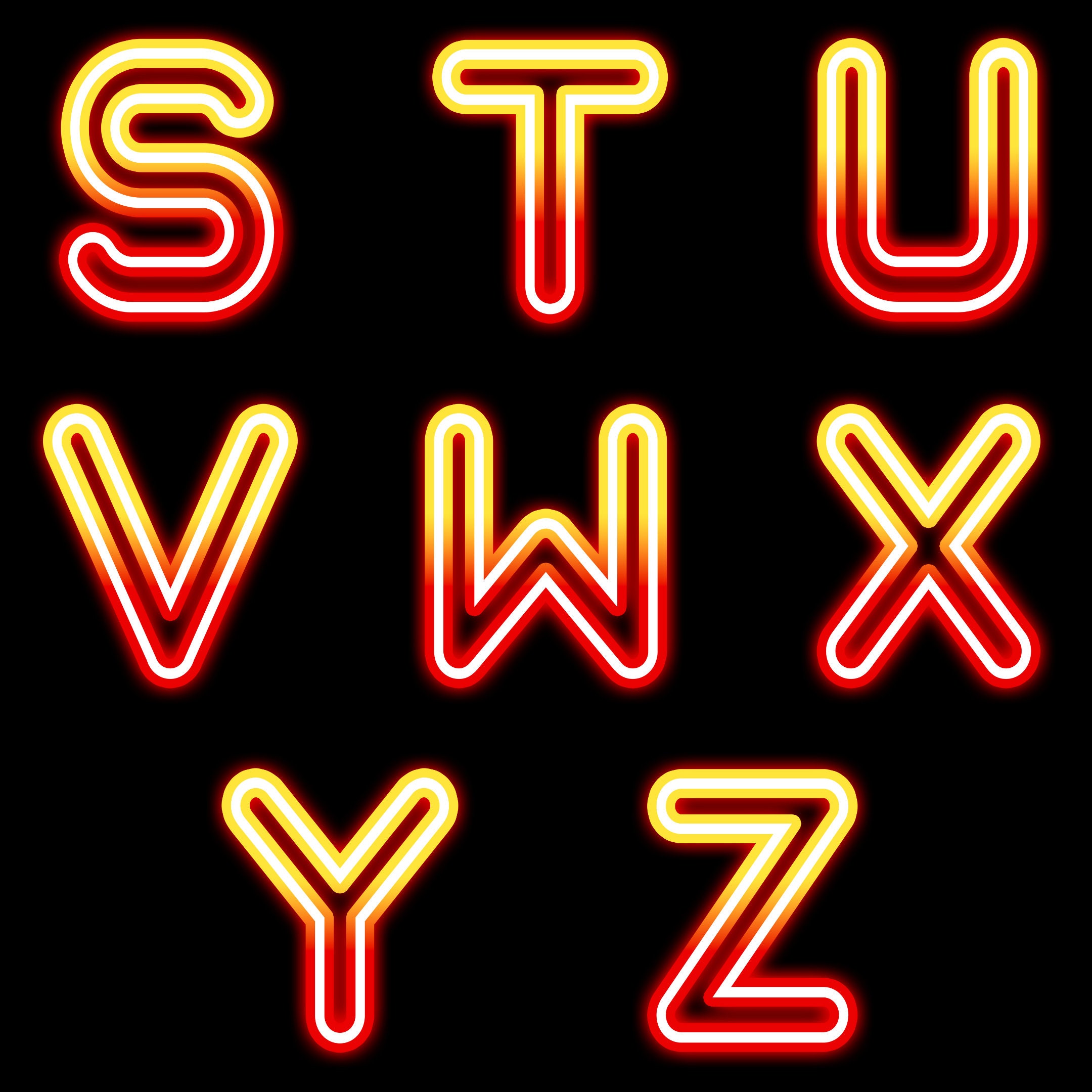 Neon Letters PNG SVG Clipart Bundle, Neon Alphabet, Neon Font Svg, Neon ...