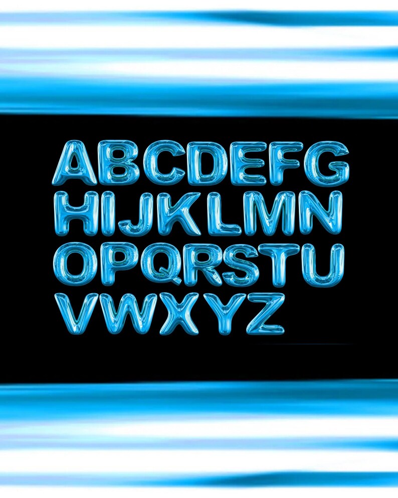 Blue Balloon Letters Clipart Bundle: PNG SVG Foil Alphabet (digital ...
