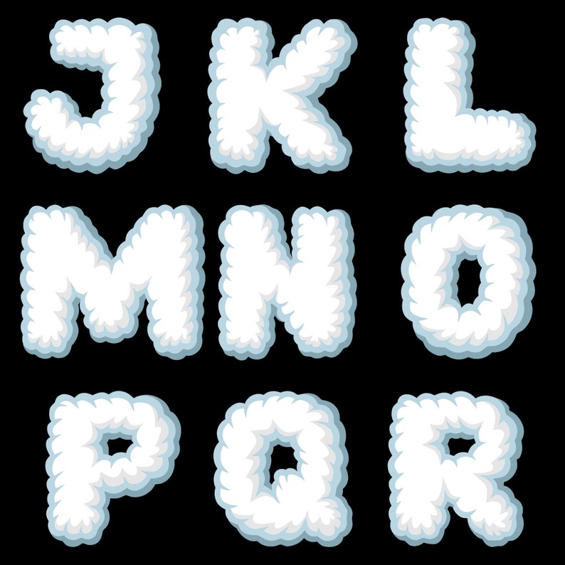 Cloud Letters PNG SVG Clipart Bundle, Cloud Alphabet, Cloud Font Svg ...