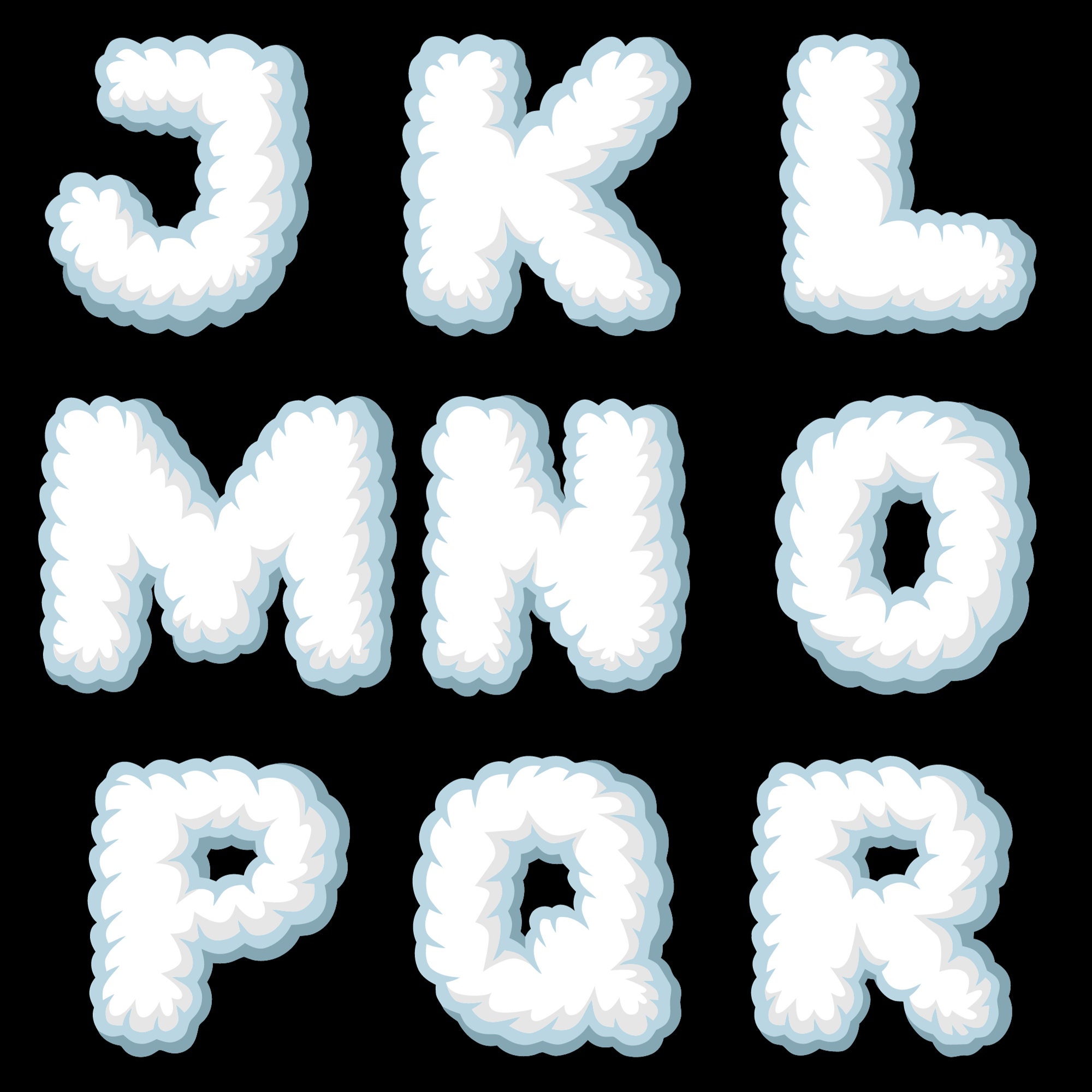 Cloud Letters PNG SVG Clipart Bundle, Cloud Alphabet, Cloud Font Svg ...