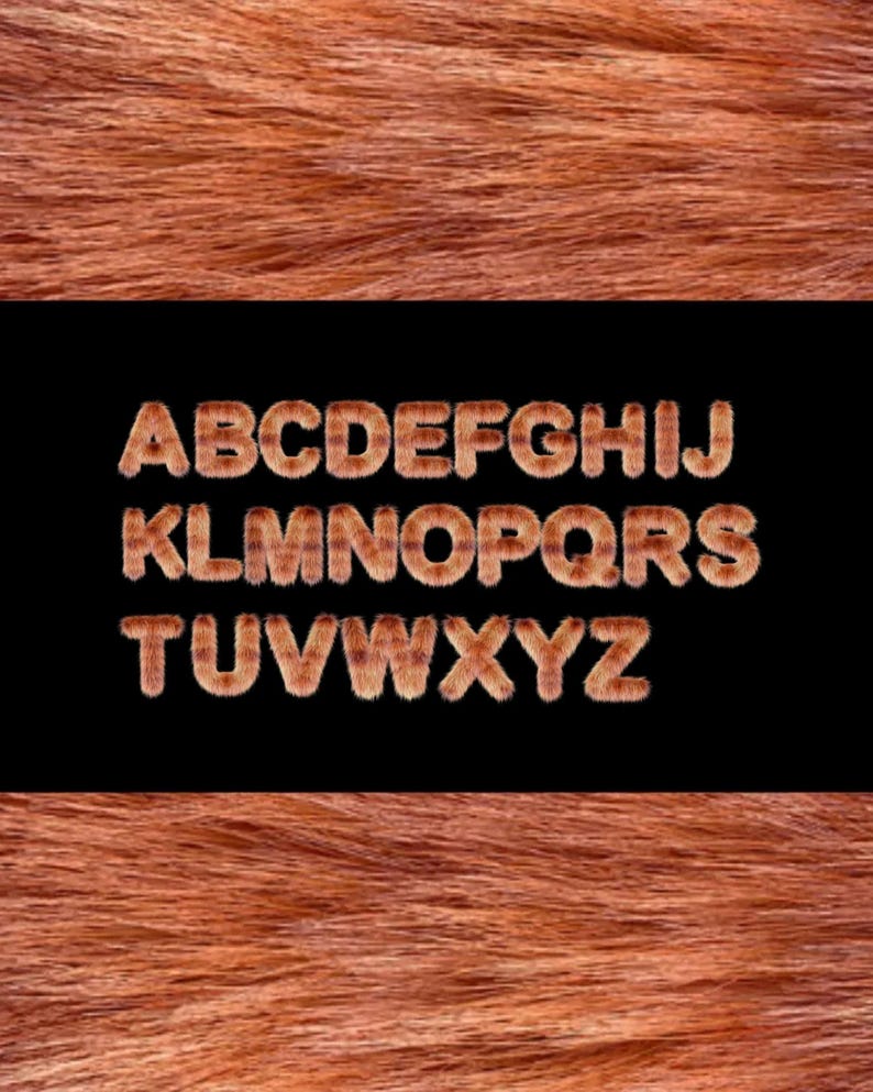 3D Furry Font Clipart: Animal Print Letters, Numbers (PNG SVG Bundle ...