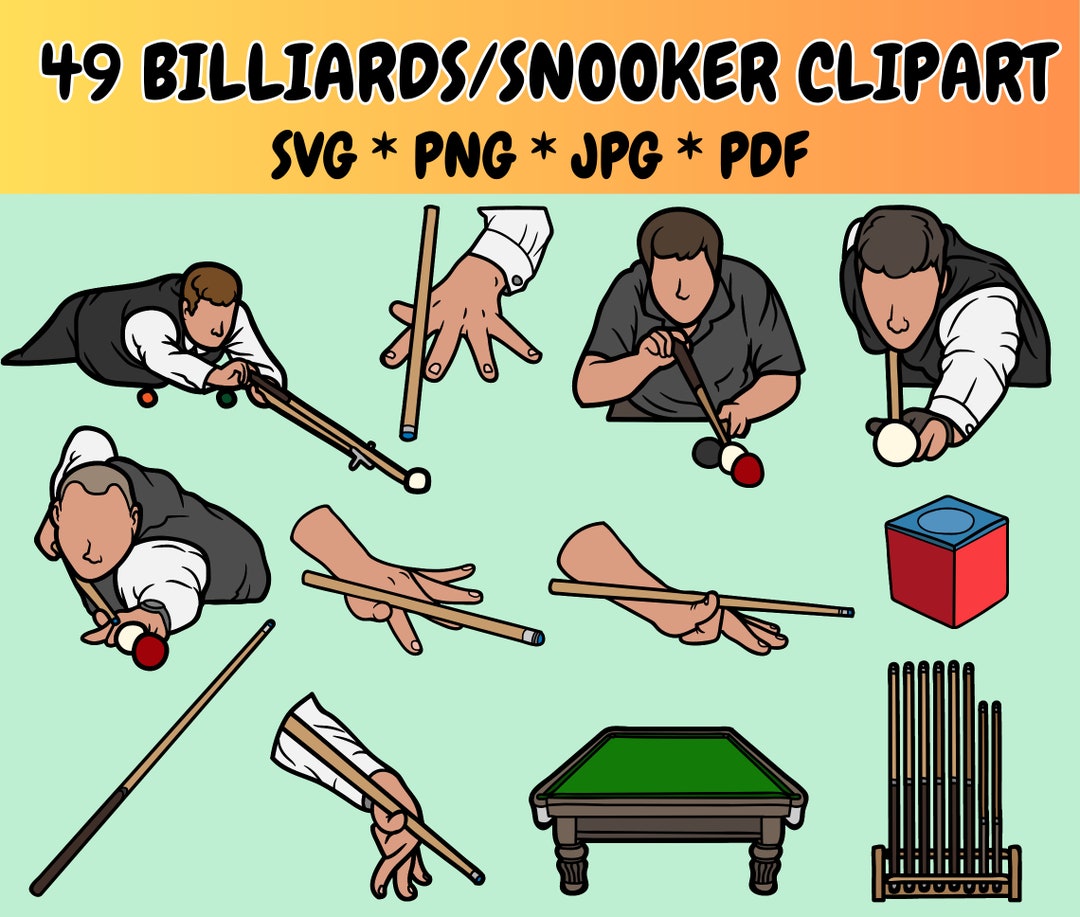 49 Billiards Clipart Bundle SVG PNG JPG Pdf Icons, Snooker Clipart ...