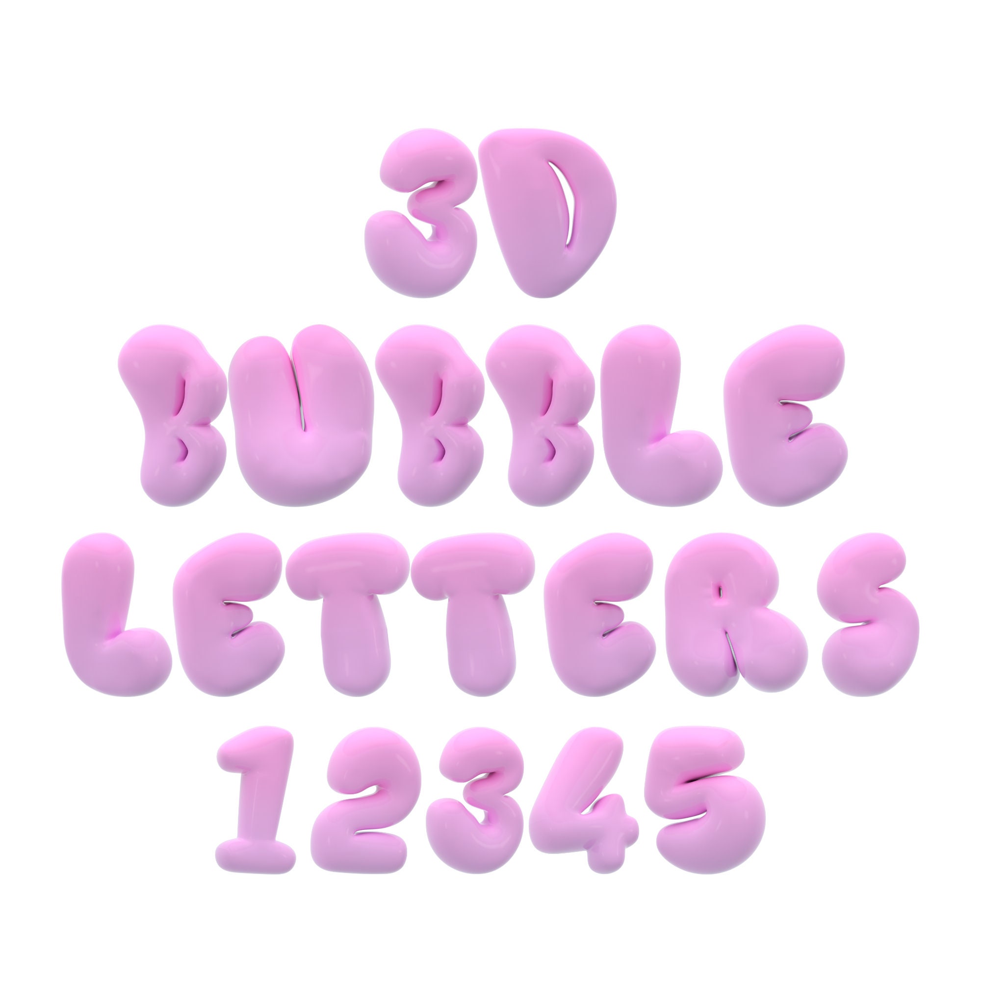 3D Bubbly Letters Clipart PNG SVG Bundle, Bubbly Font, Bubbly Alphabet ...