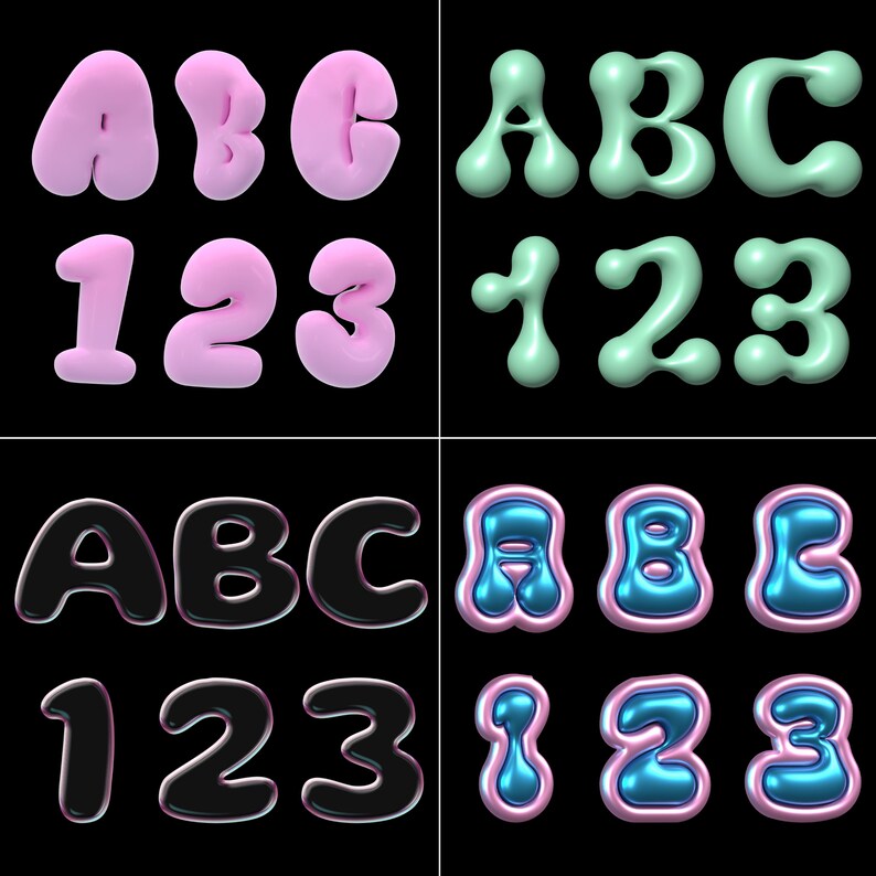 3D Bubbly Balloon Letters Clipart PNG SVG Bundle, Bubbly Fonts, Bubbly ...