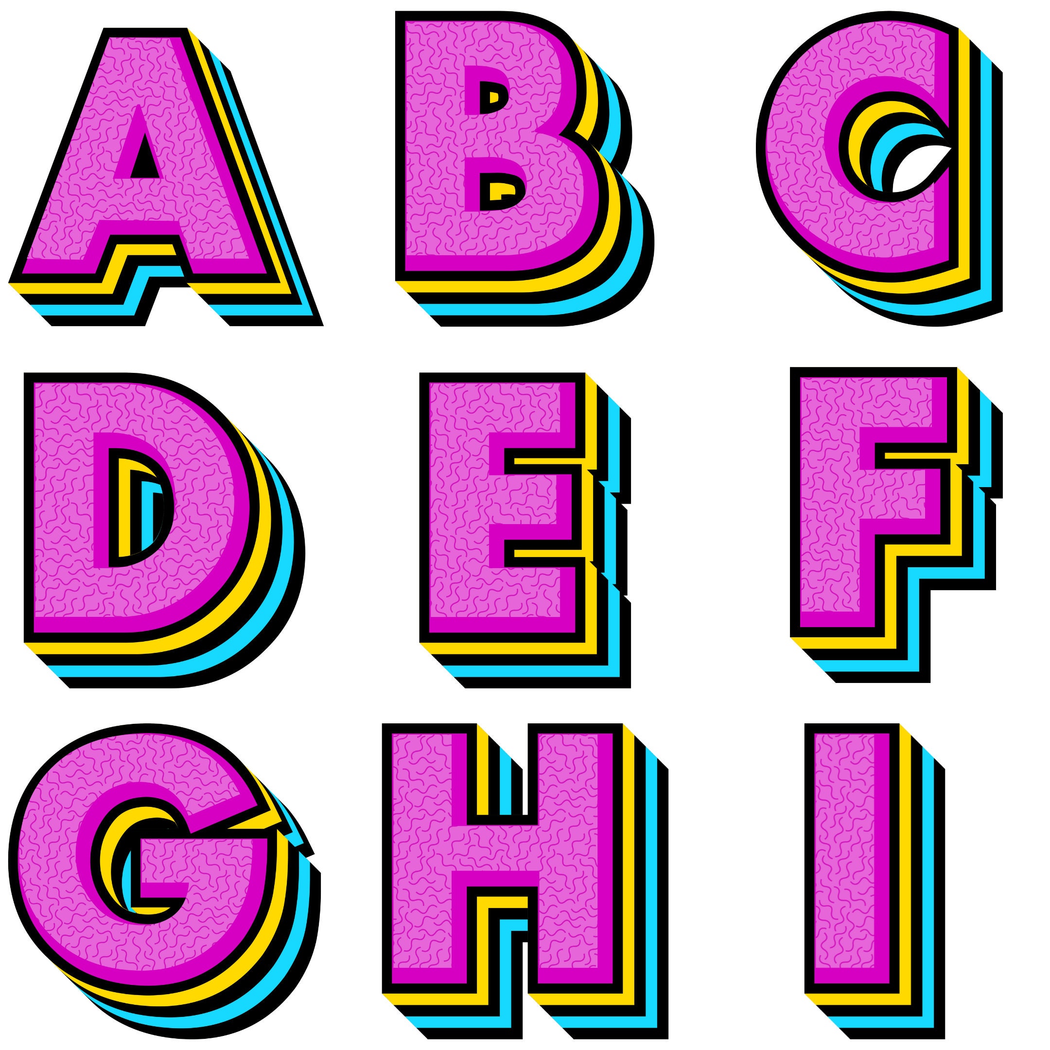 3D POP Letters Clipart PNG SVG Bundle, Comic Font, Comic Alphabet, 3D ...