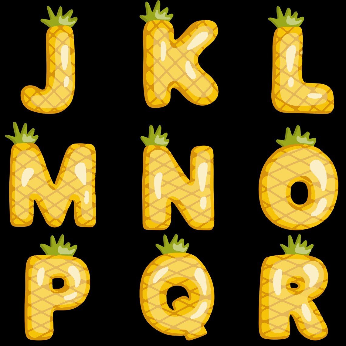 Pineapple Letters Clipart PNG SVG Bundle, Pineapple Font, Pineapple ...