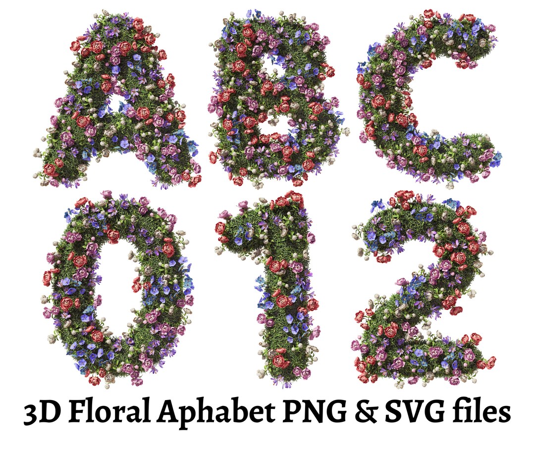 3D Floral Alphabet Letters Clipart PNG SVG Bundle, Summer Mothers Day ...