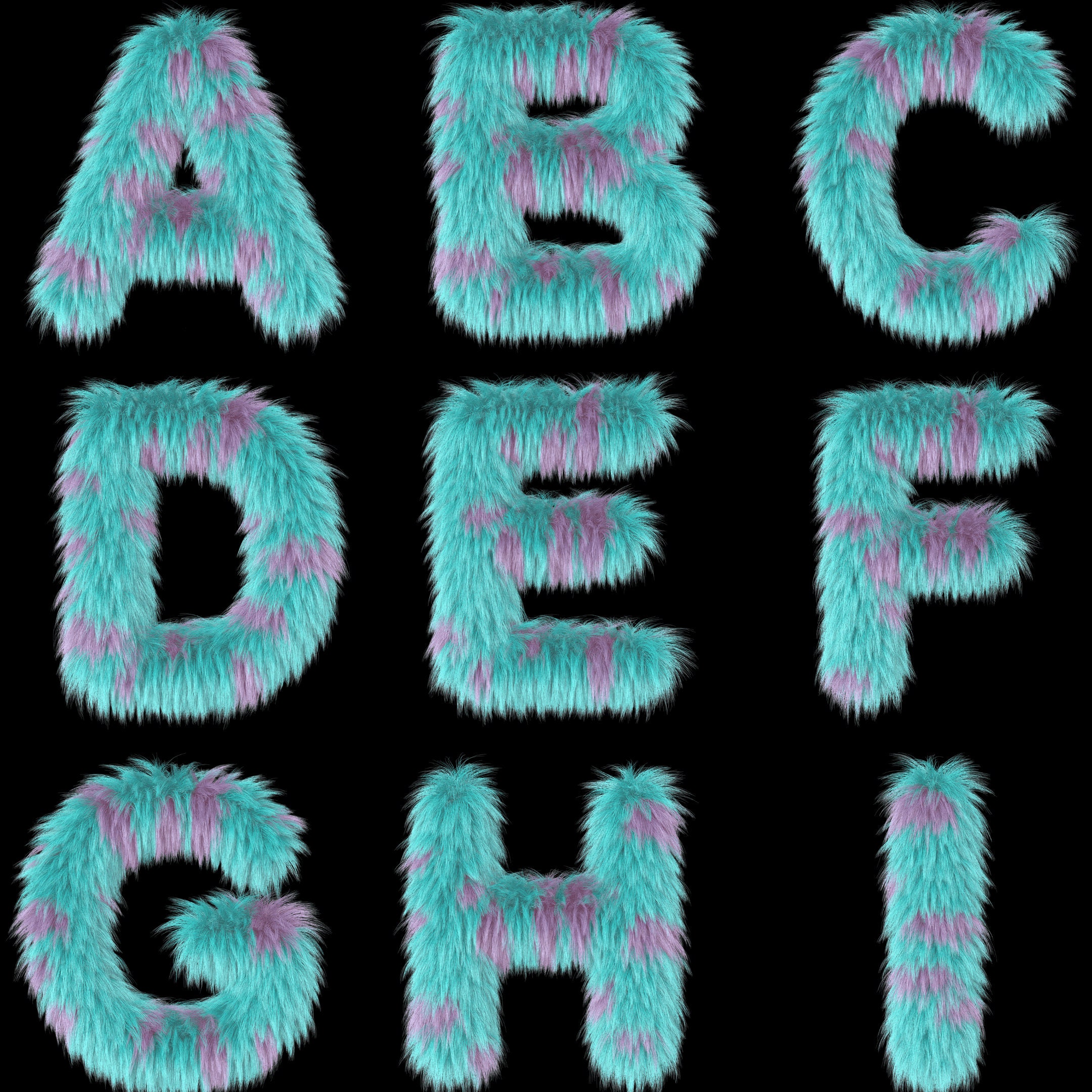 3D Furry Letters Clipart PNG SVG Bundle, Furry Font, Fluffy Alphabet ...