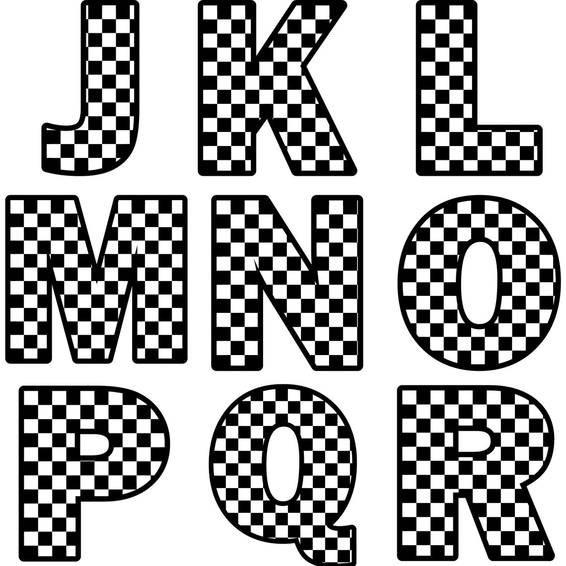 Checkered Letters Clipart PNG SVG Bundle, Checkered Alphabet, Checkered ...