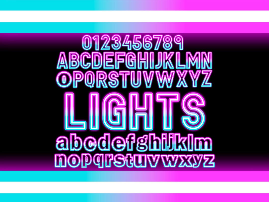 Neon Letters PNG SVG Clipart Bundle, Neon Alphabet, Neon Font Svg, Neon ...