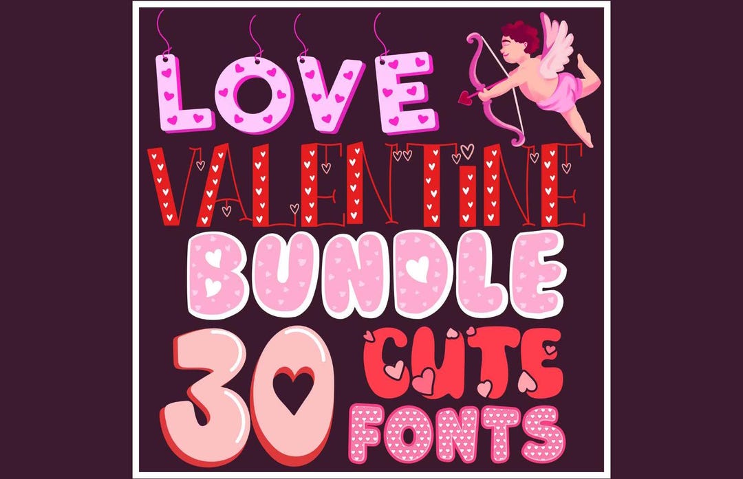 Love Font SVG & PNG - 30 Sets Bundle, Letters With Hearts, Love ...